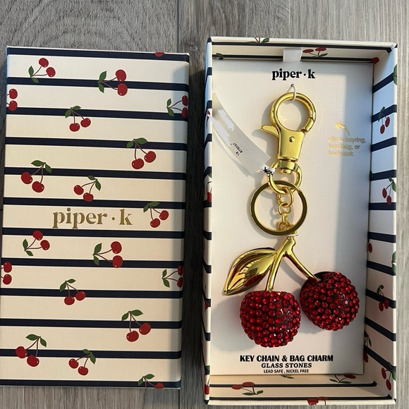 Piper | Accessories | Viral Piper K Gold And Red Cherry Key Chain Bag ...